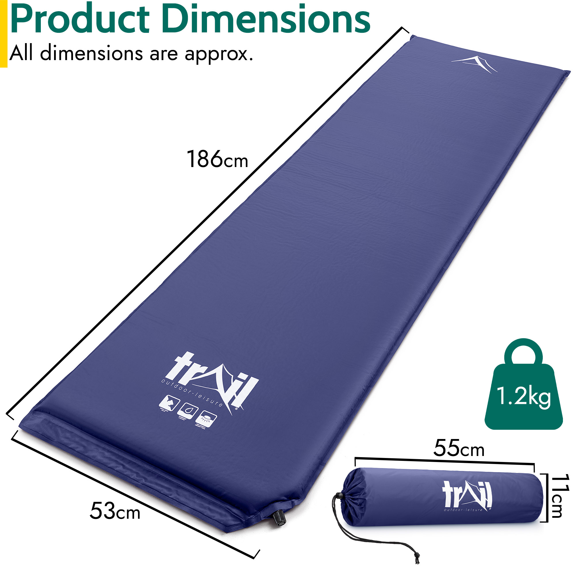 Single Camping Mat Self Inflating Inflatable Camp Roll Mattress With ...