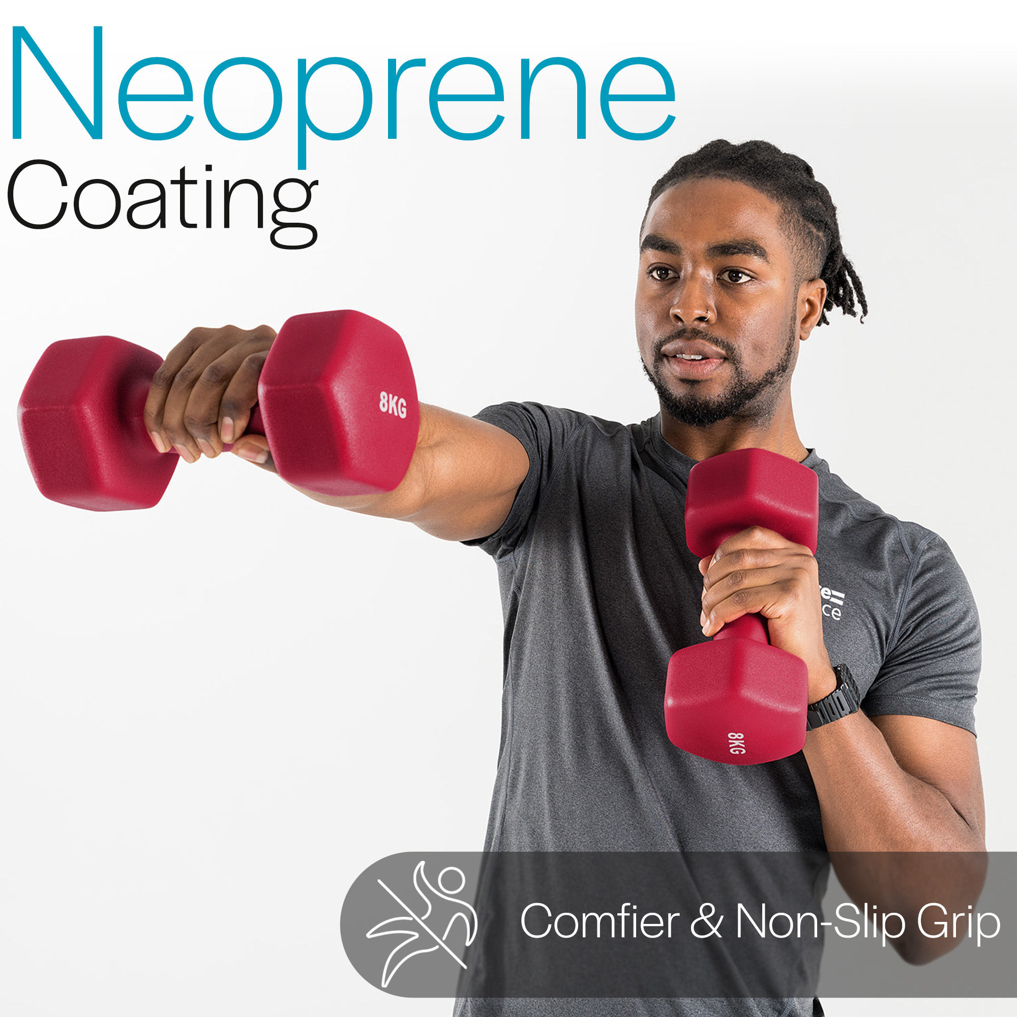 Neoprene Hex Dumbbells Set Of 2 Cast Iron Hexagonal Hand Weights Core ...
