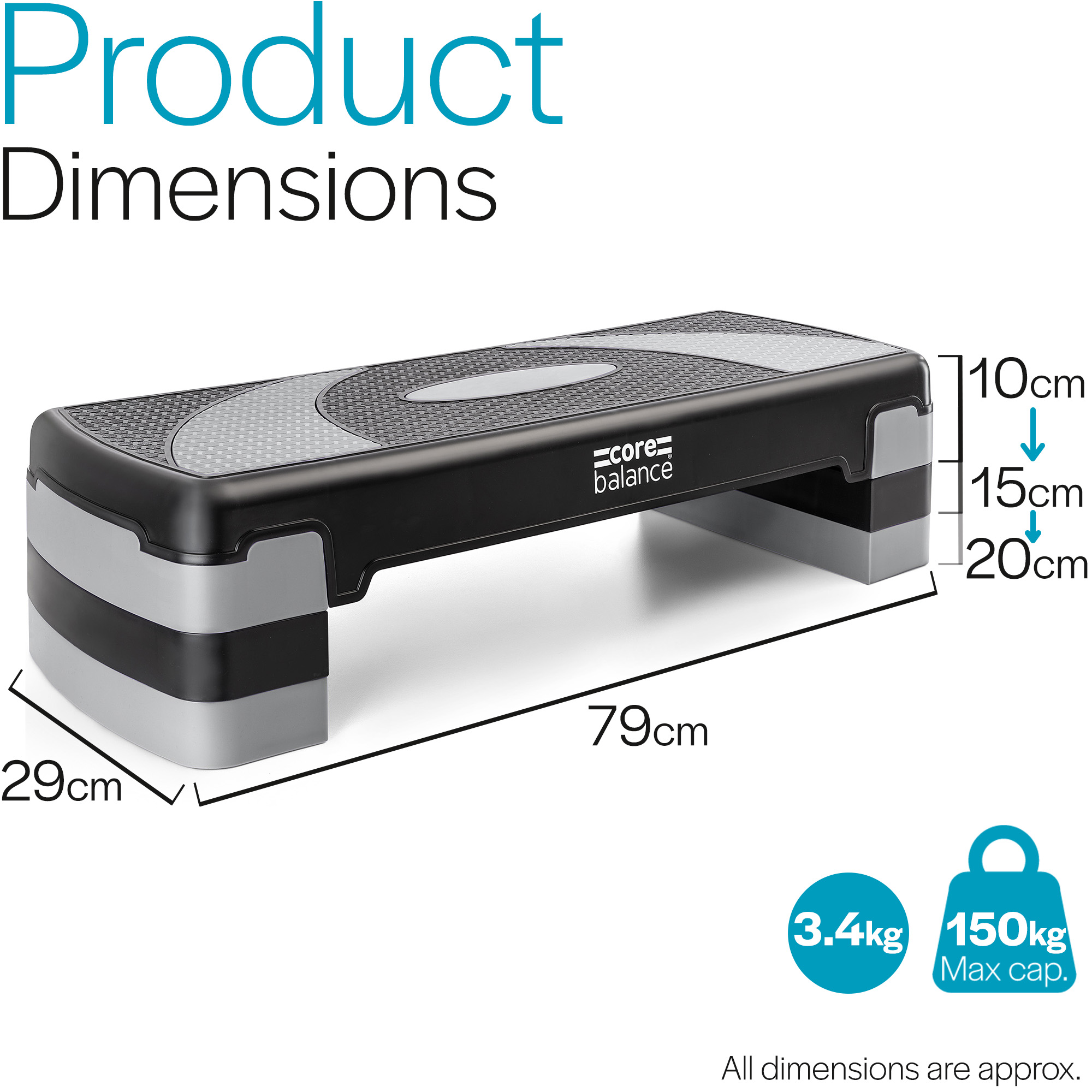 Aerobic Stepper Platform Adjustable Exercise Step Board 3 Level Core ...