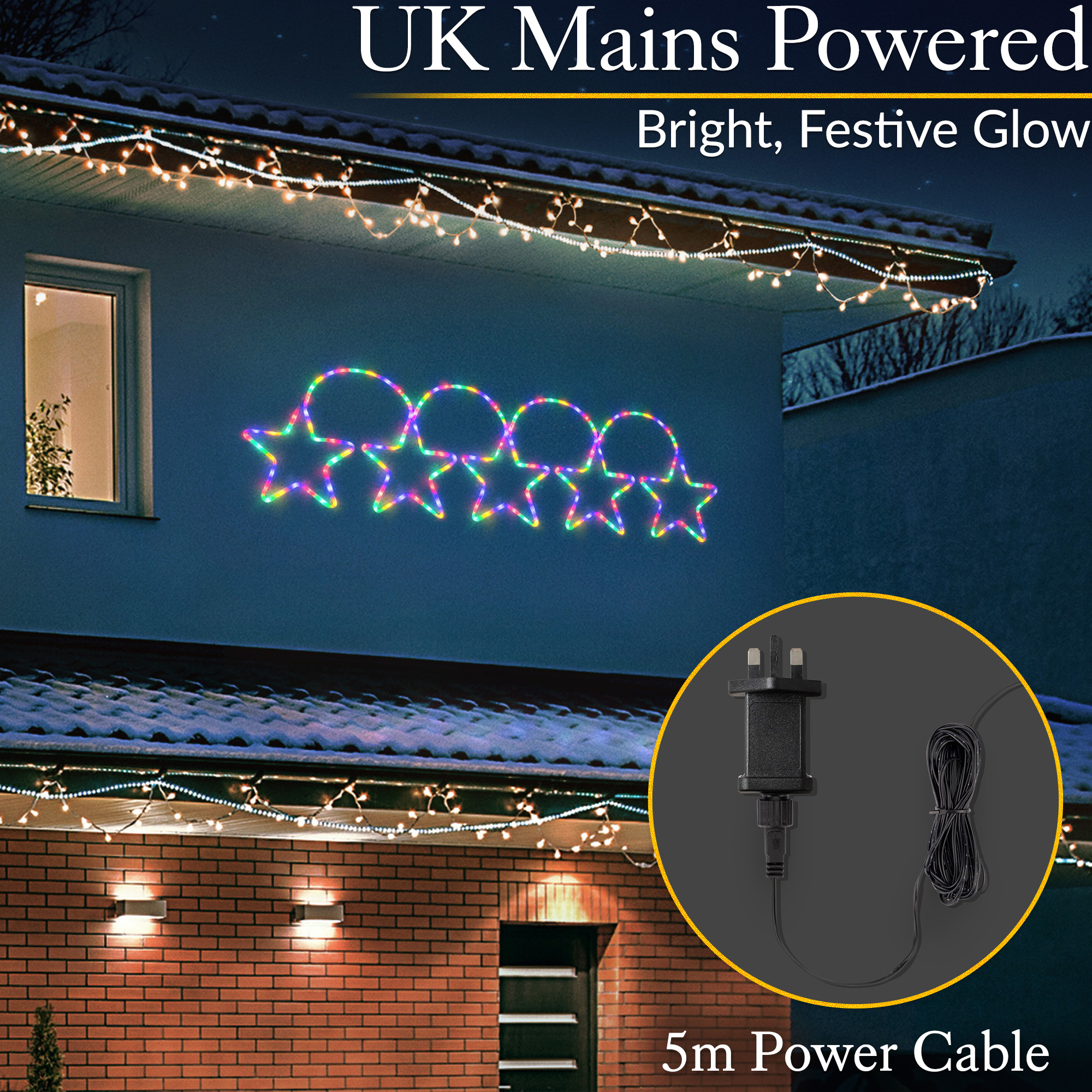 Star Rope Light Outdoor Christmas Decoration Large LED Xmas Wall ...