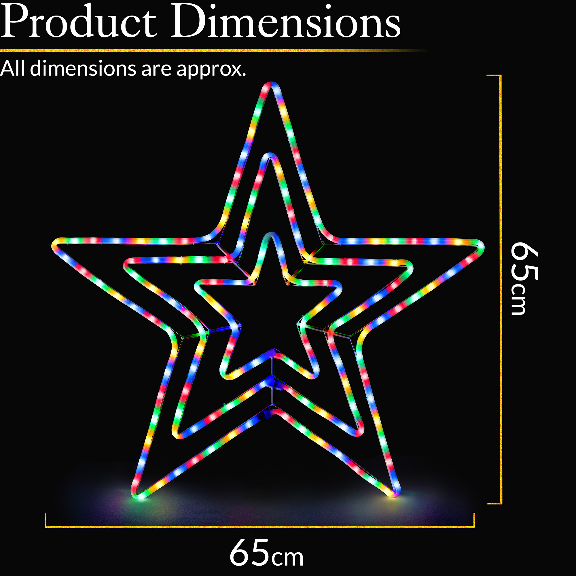 Christmas Star Rope Light Flashing LED Outdoor Wall Decoration 65cm ...