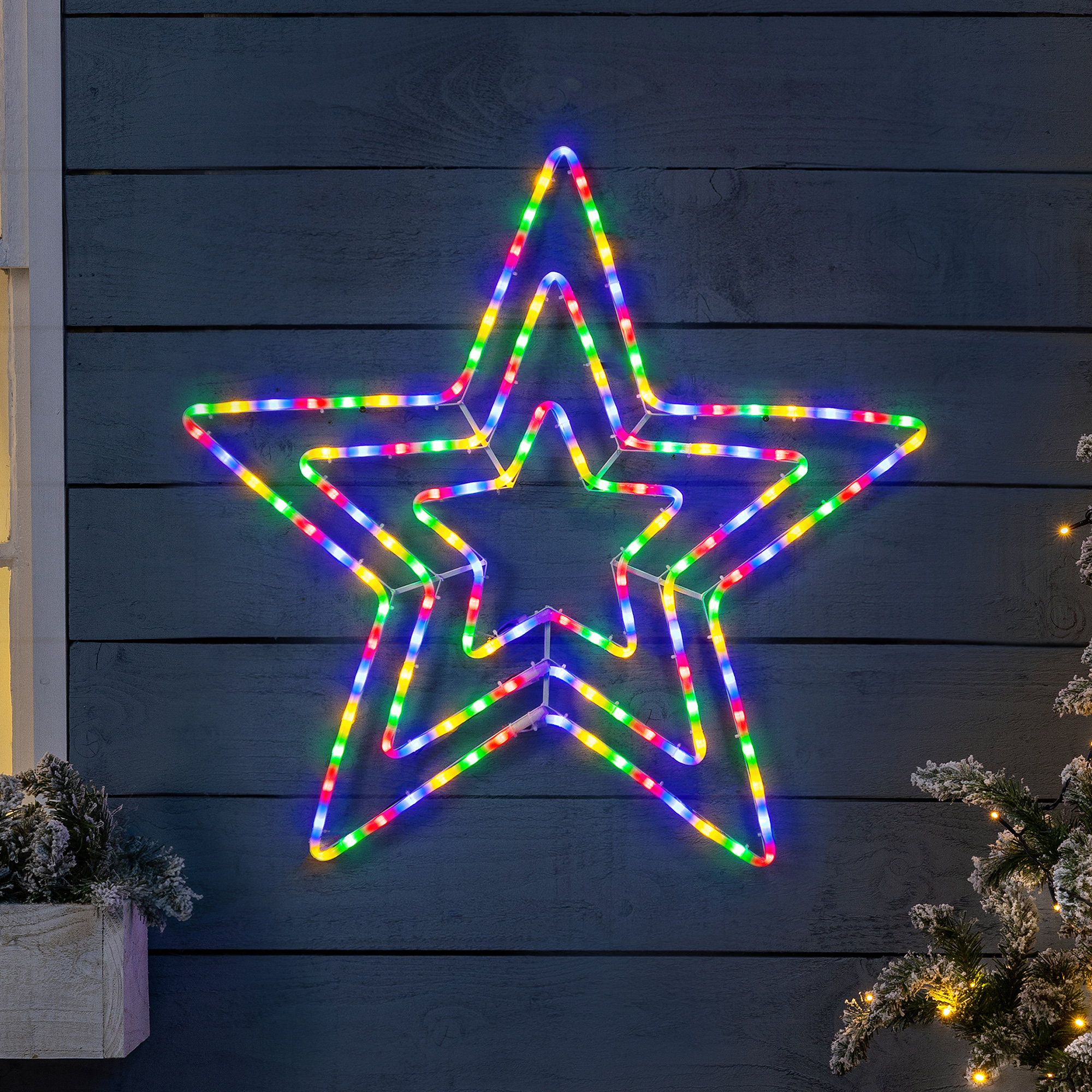 Christmas Star Rope Light Flashing LED Outdoor Wall Decoration 65cm ...
