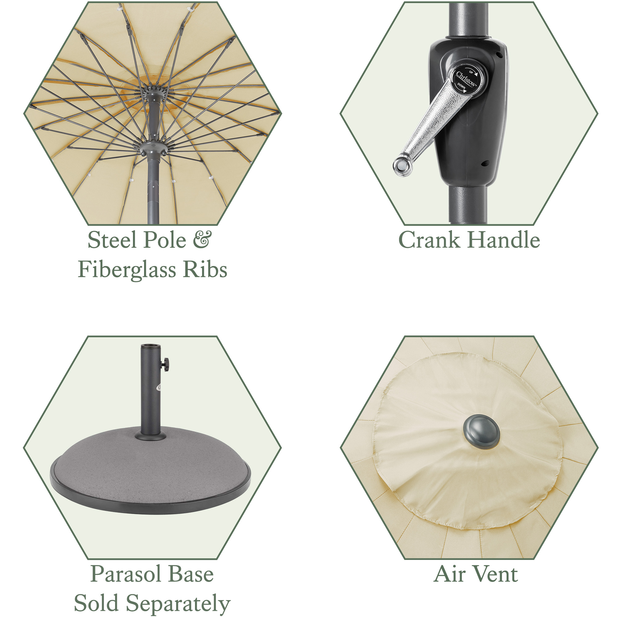 Shanghai Parasol Garden Umbrella Tilting Sunshade UV Resistant Christow ...