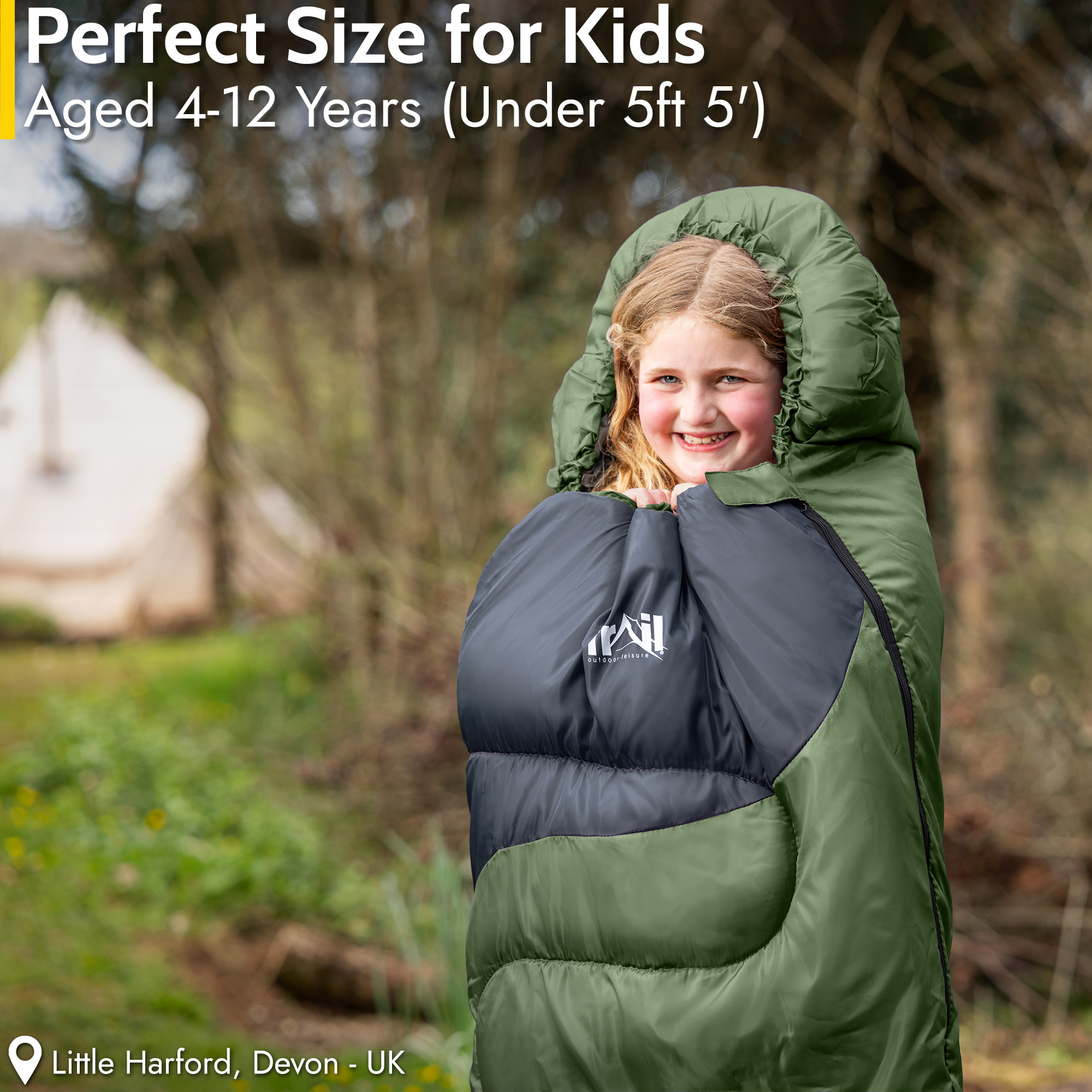 Trail Kids Sleeping Bag Mummy Hooded 3 Season Soft Warm 2 Way Zip Boys ...