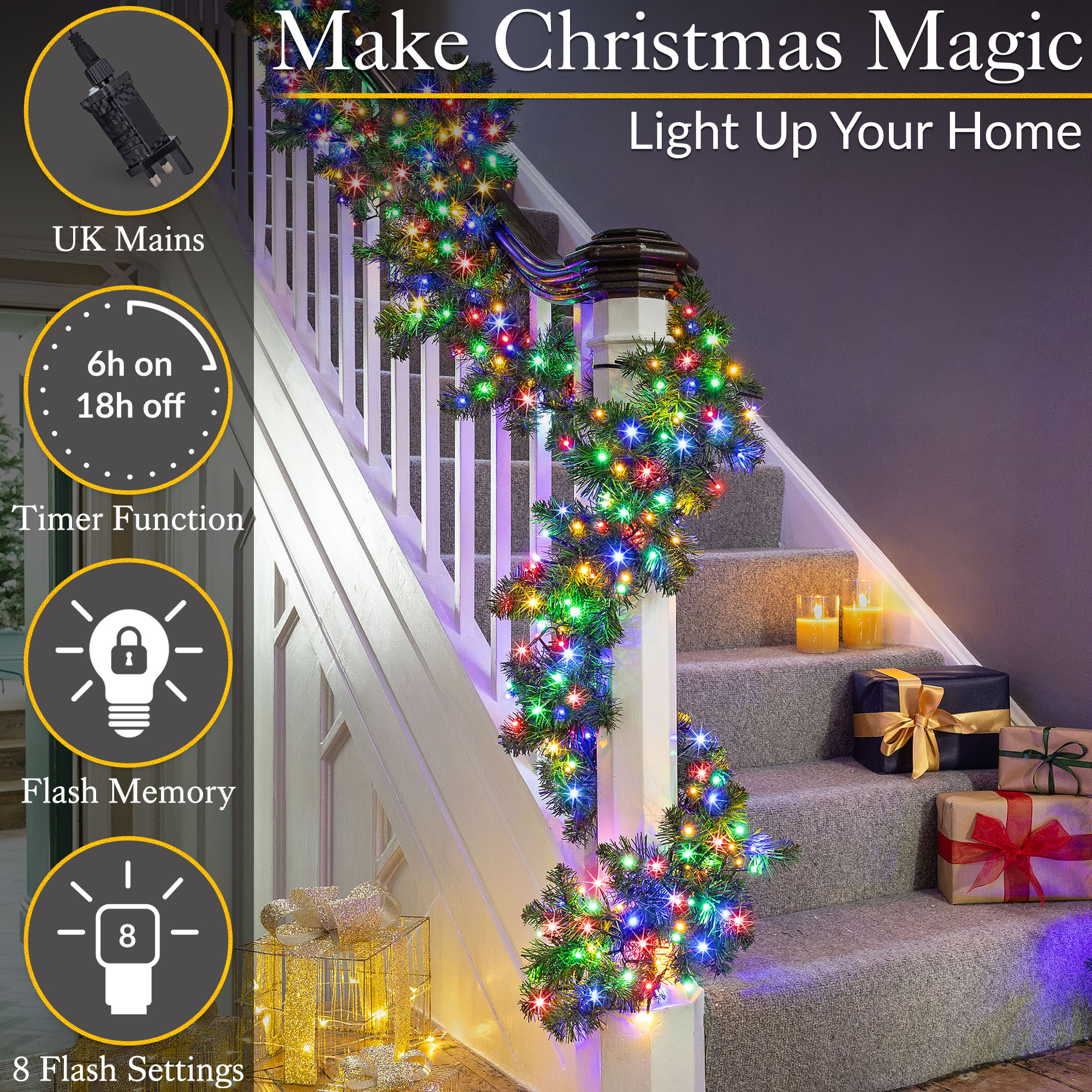 Cluster Christmas Tree Lights Indoor Outdoor Timer 480/720/1000/2000 ...