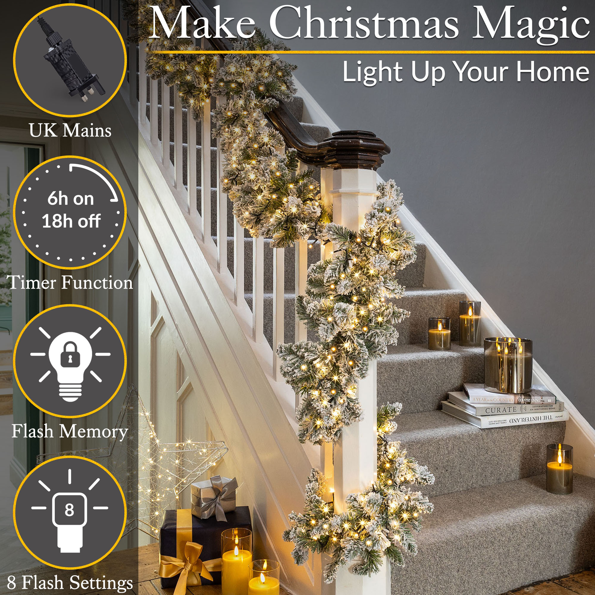 Led Lights SHATCHI 720 Christmas Tree Cluster Lights Multifunction 8 ...