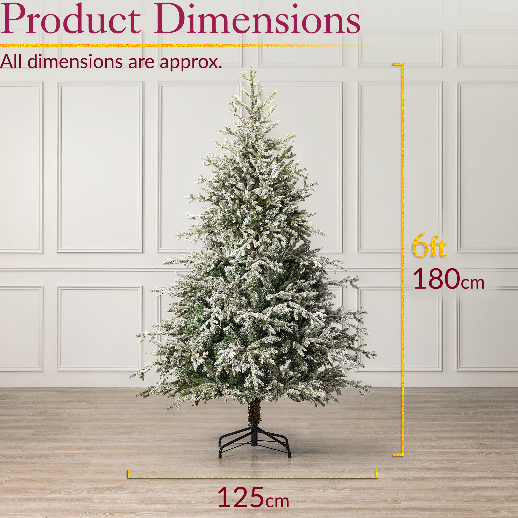 Christow Snow Flocked Christmas Tree Luxury Artificial Verbier Fir 6ft ...