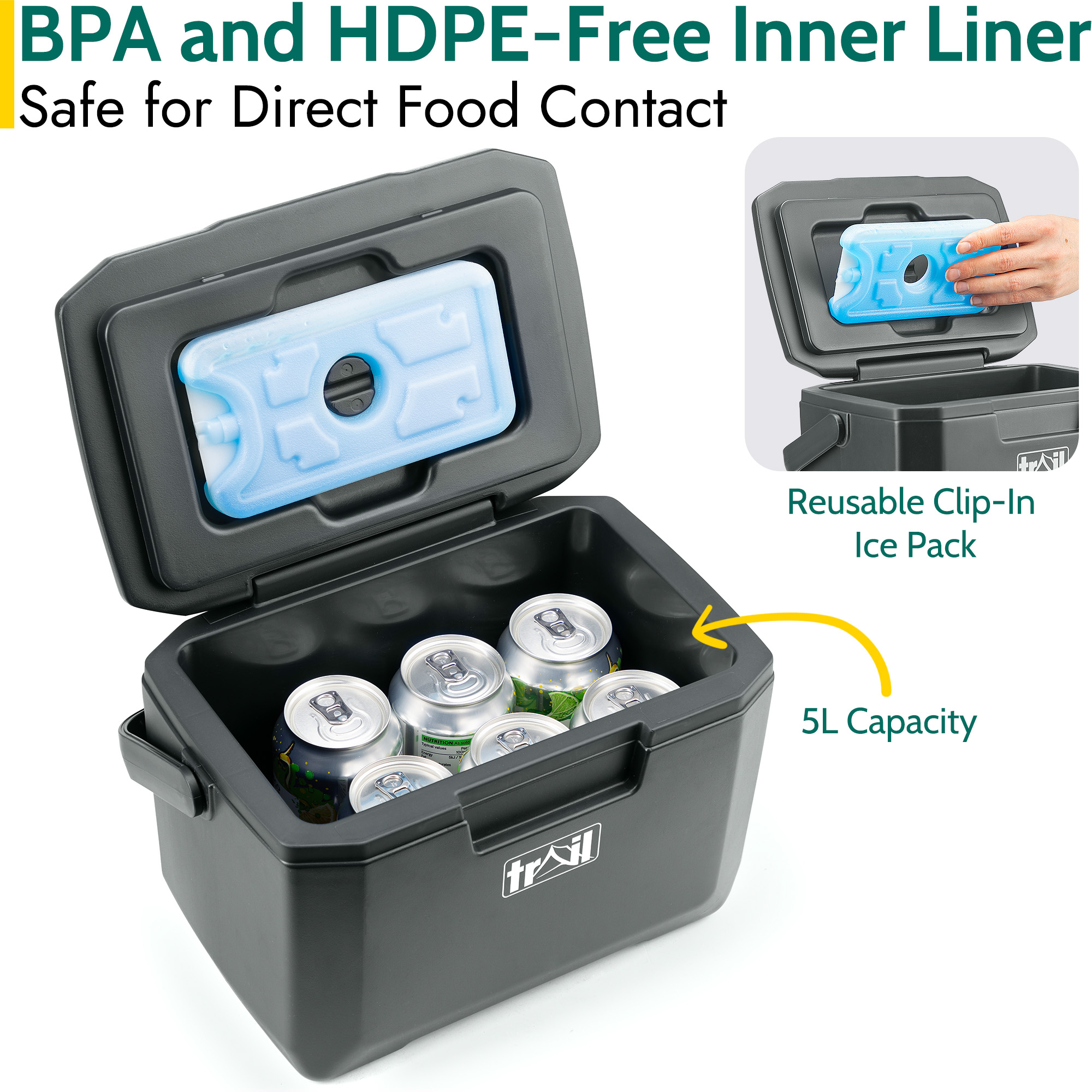 Small Cool Box 5L Insulated Hard Cooler Hot Cold Food Drink Picnic ...